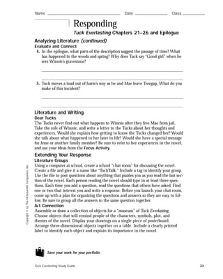 Tuck evelasting guide | PDF