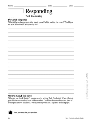 Tuck evelasting guide | PDF