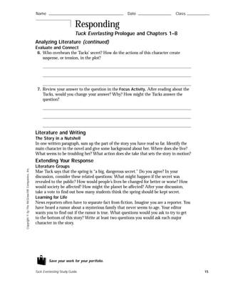 Tuck evelasting guide | PDF