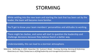 Tuckman's Model - FORMING, STORMING, NORMING & PERFORMING | PPTX