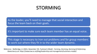 Tuckman's Model - FORMING, STORMING, NORMING & PERFORMING | PPTX