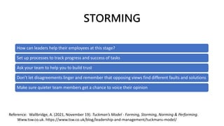 Tuckman's Model - FORMING, STORMING, NORMING & PERFORMING | PPTX