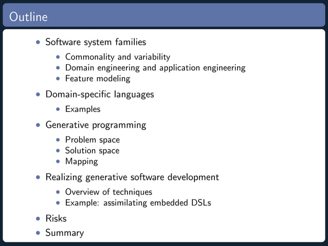 Generative Software Development. Overview and Examples | PPT