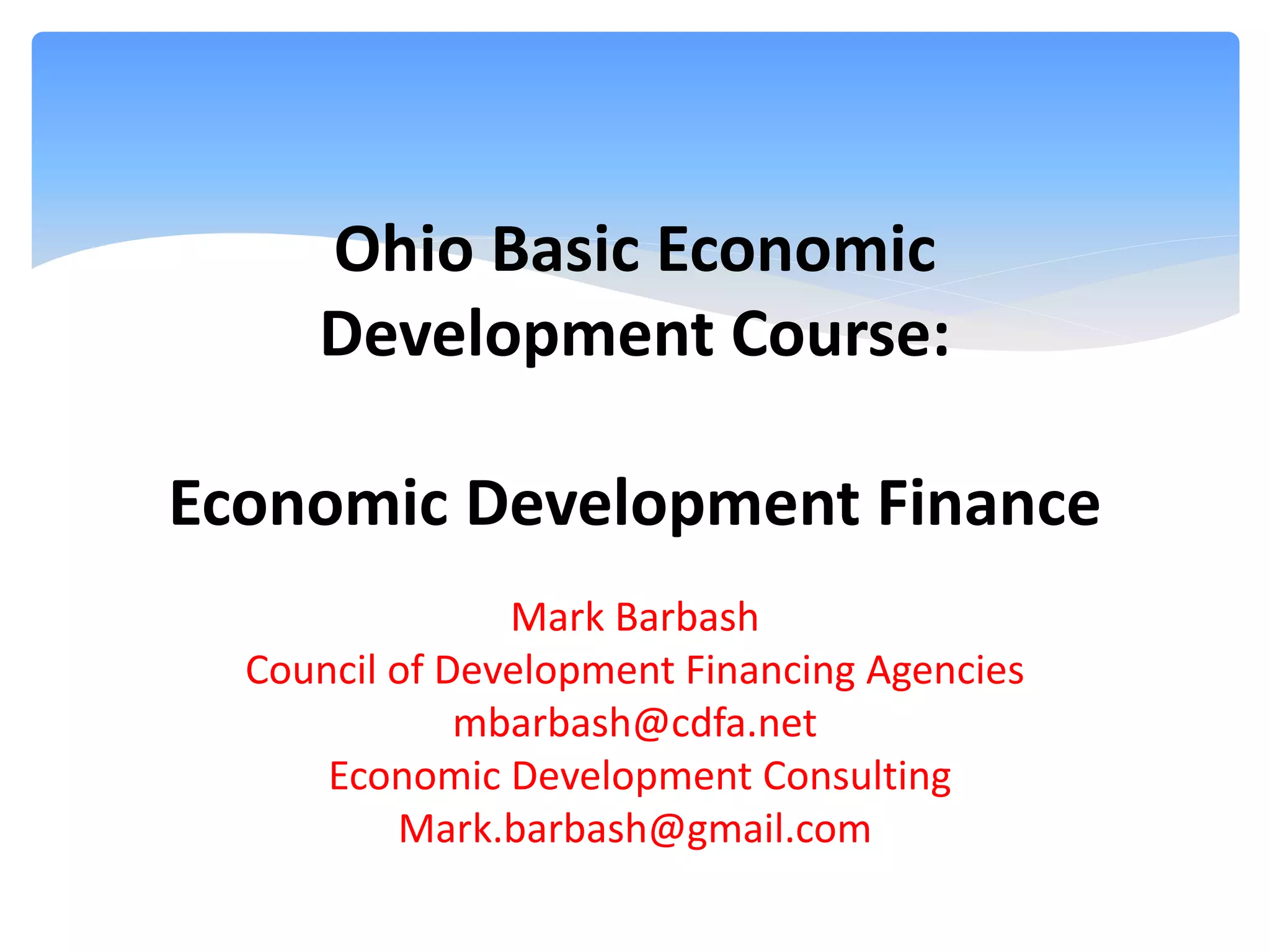 Economic Development Financing 101 | PPT