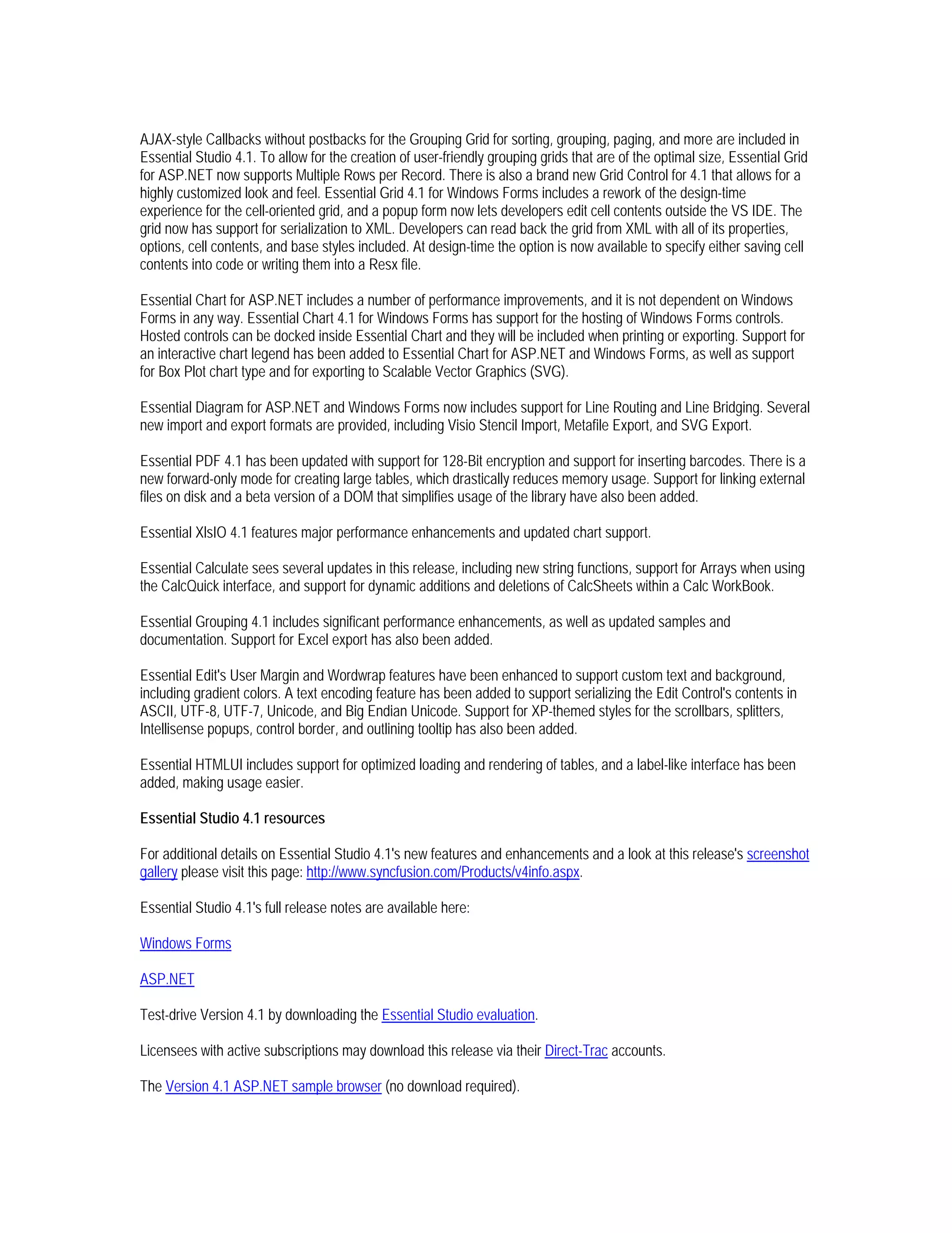 Syncfusion Essential Studio V4.1 Press Release | PDF