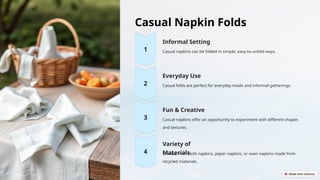 Napkin folds in hospitality settings form | PPTX