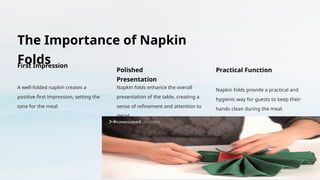 Napkin folds in hospitality settings form | PPTX