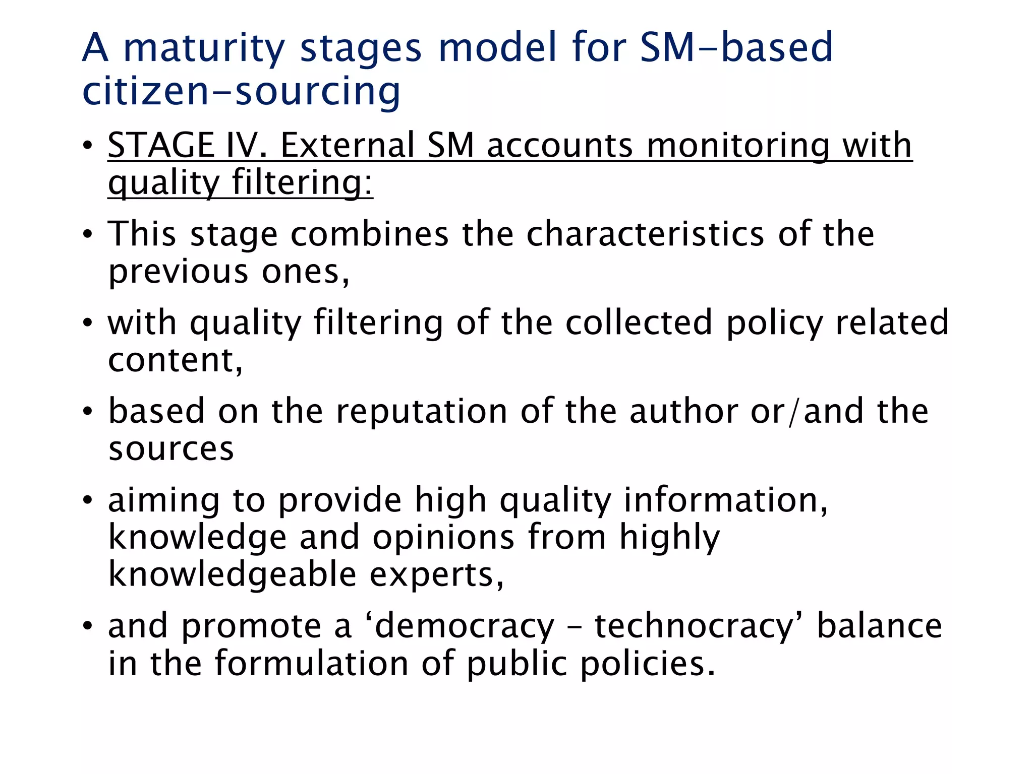 A Maturity Stages Model for SM-based Citizen sourcing - The EU ...