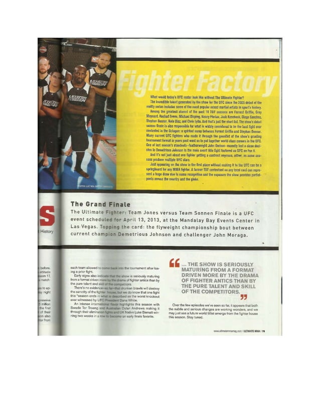 The Ultimate Fighter Article For MMA Magazine | PDF