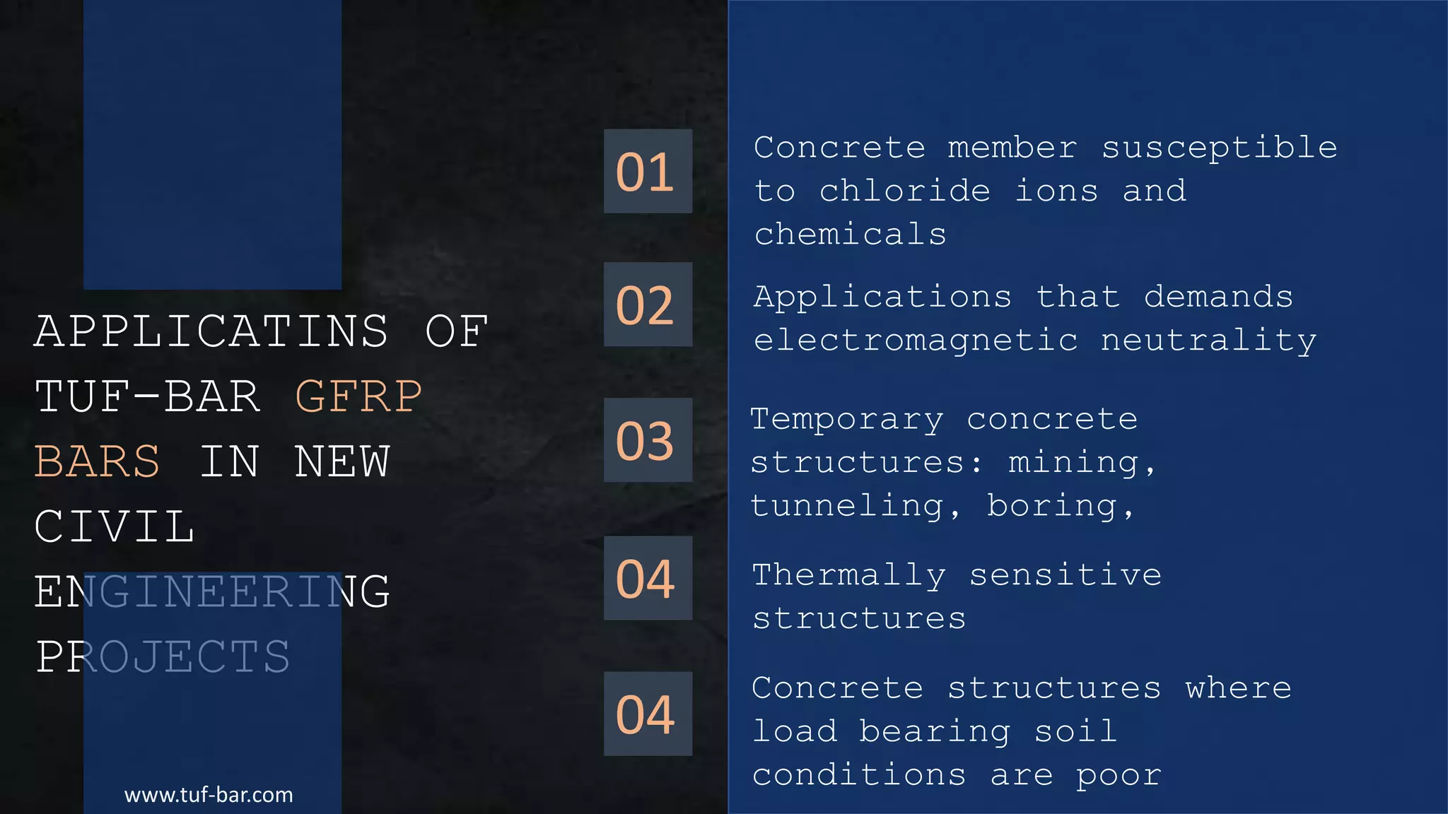 Tuf bar a leading manufacturer of fiberglass rebar | PPTX