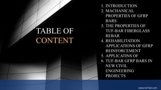 Tuf bar a leading manufacturer of fiberglass rebar | PPT