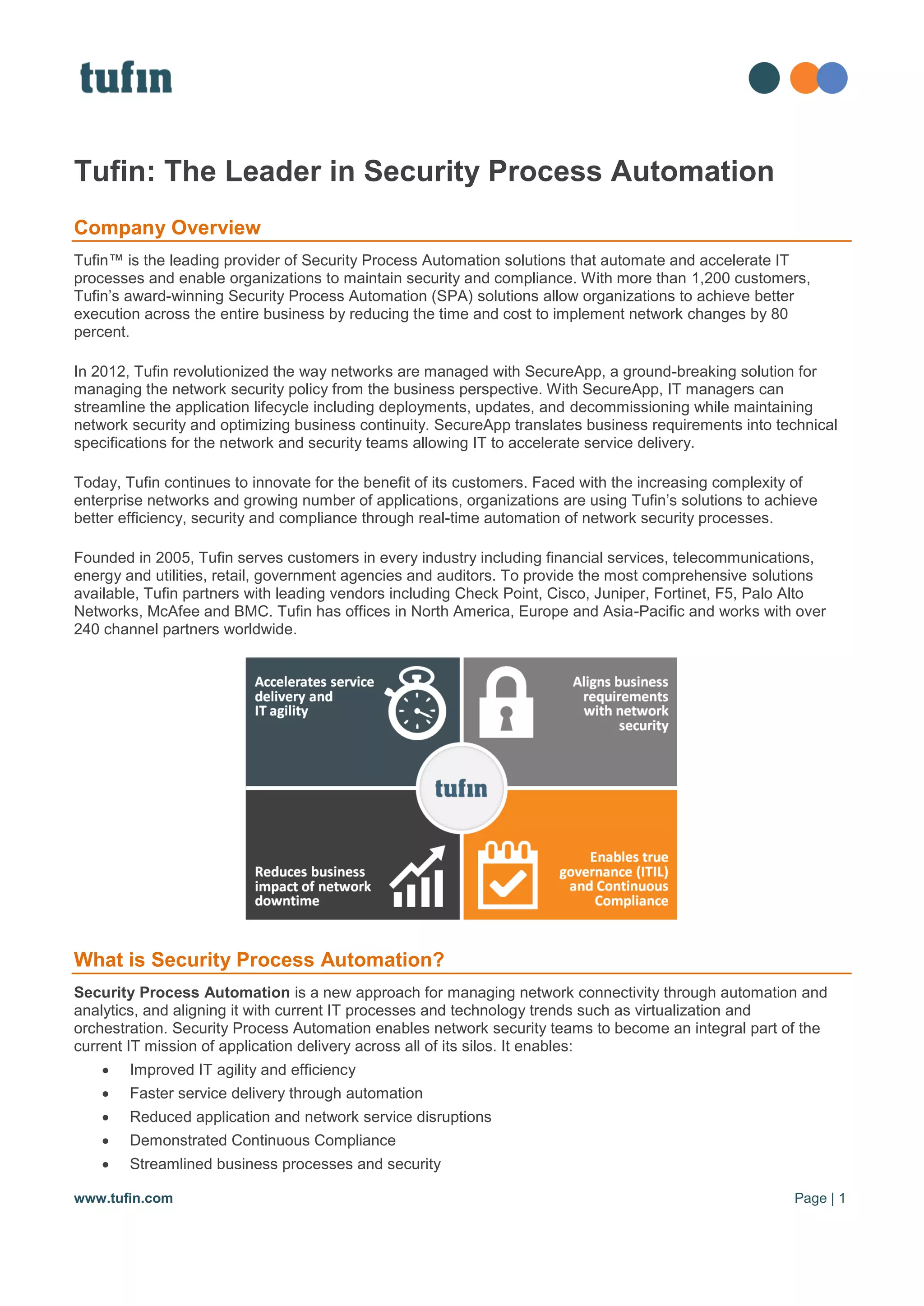 Tufin overview brochure 2013 | PDF