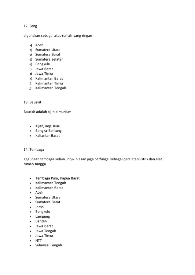 Persebaran Bahan Galian Di Indonesia | DOCX