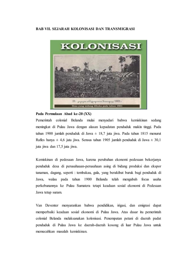 transmigrasi kolonisasi | DOCX