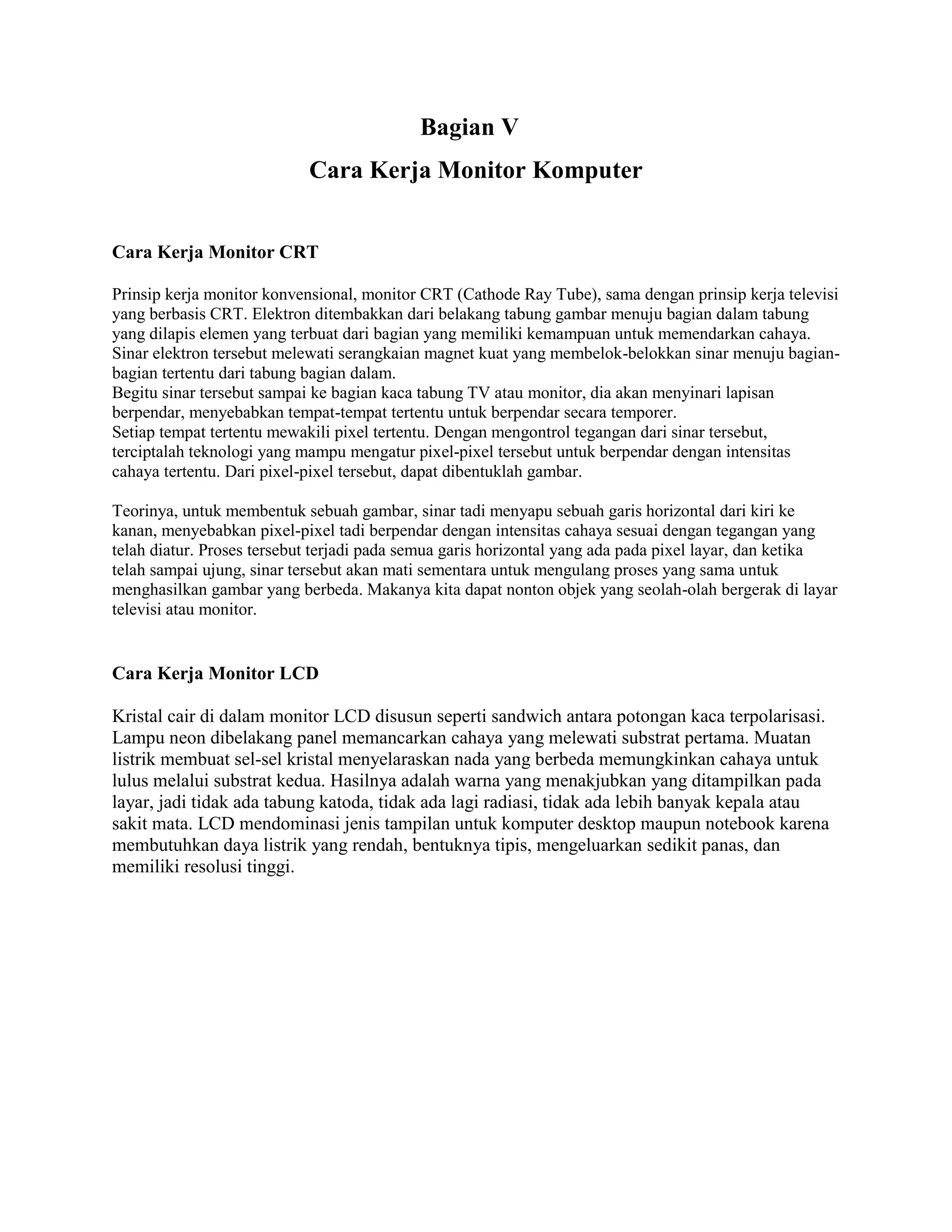 Materi Presentasi "Monitor Komputer Oleh Abdi" | PDF