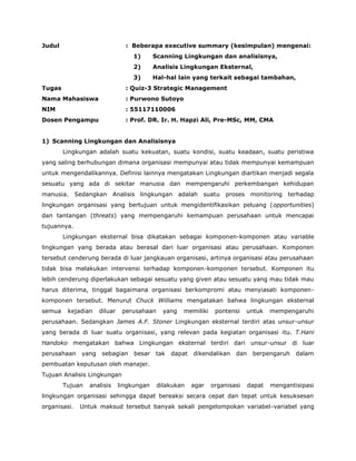 SM, Purwono Sutoyo, Hapzi Ali, executive summary mengenai: Scanning ...