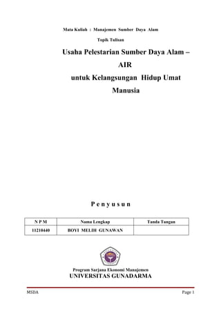 Tugas Tulisan M S D A Semester 3 | DOC