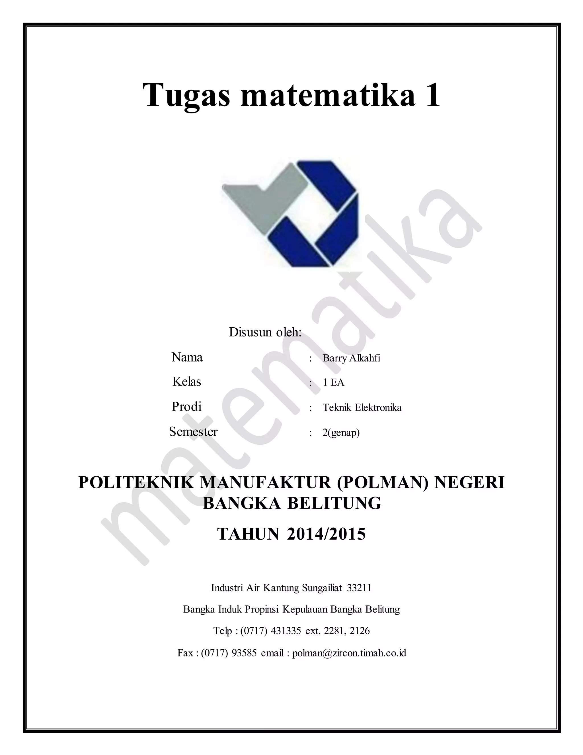 Tugas1 matematika | PDF