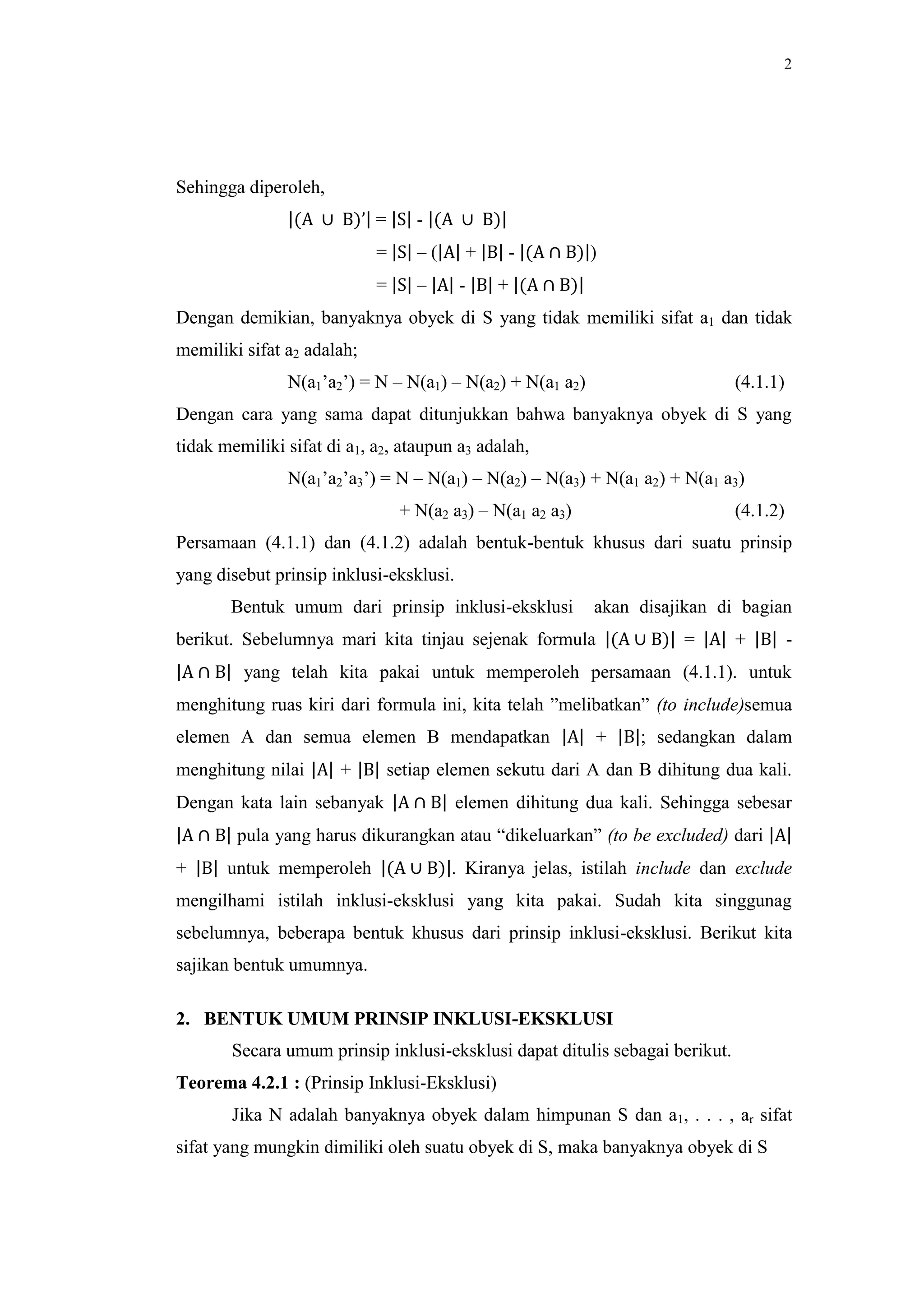 Prinsip Inklusi Eksklusi | PDF