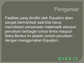Menggunakan Equation MS Word 2007 | PPTX