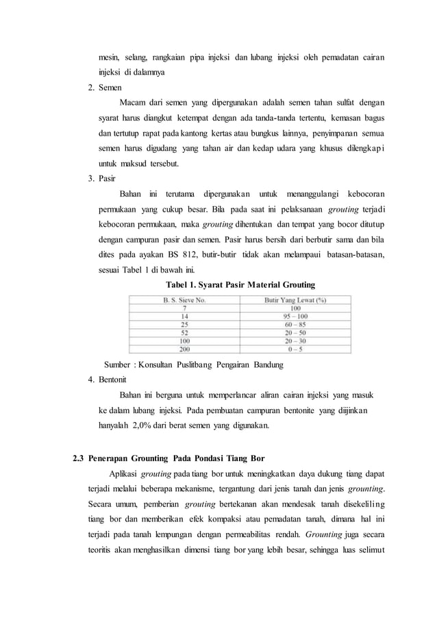 Teknik Fondasi 2 - Metode Grouting Pada Konstruksi Pondasi Tiang Bor Untuk Meningkatkan Daya ...