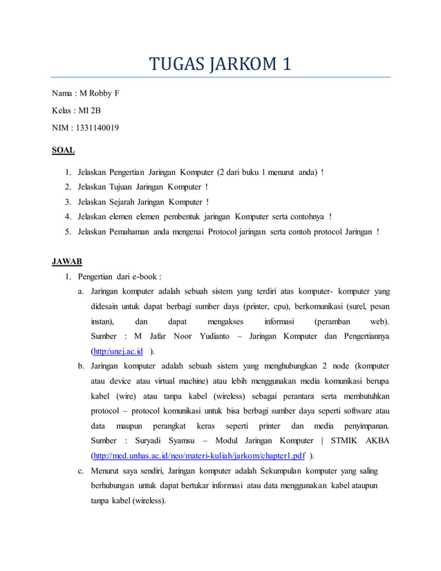 Tugas 1 Apa itu Jarkom | PDF