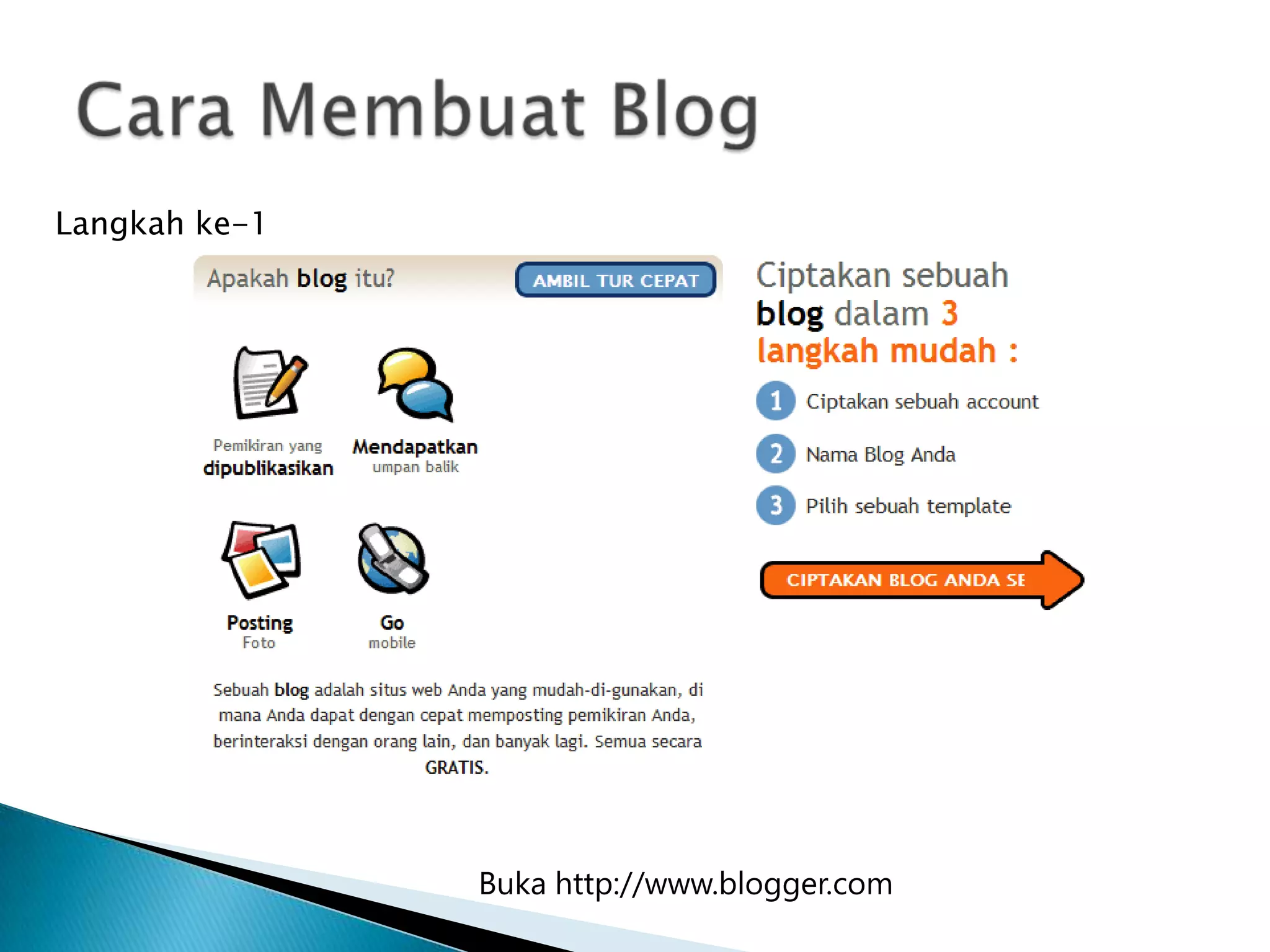 Tugas 1 cara membuat blogger | PPTX