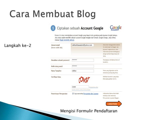 Tugas 1 cara membuat blogger | PPTX