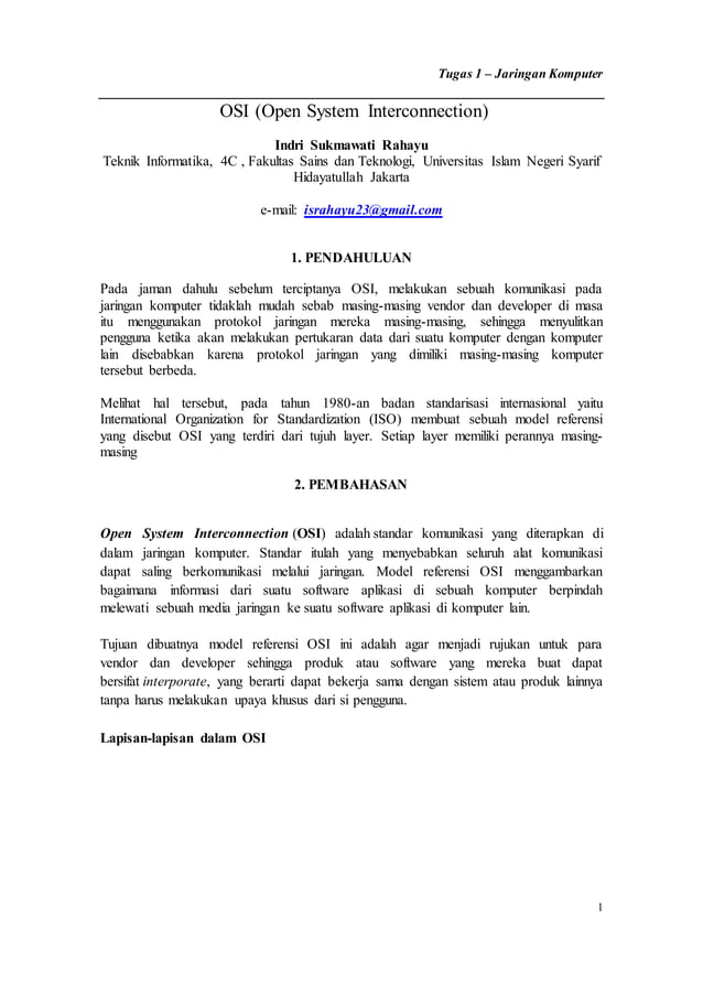 Paper | OSI (Open System Interconnection) | DOC