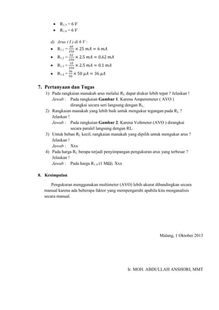 Tugas 1 -- multimeter 1 | PDF