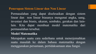 Tugas 1 perbedaan sistem linier dan non linier | PPTX