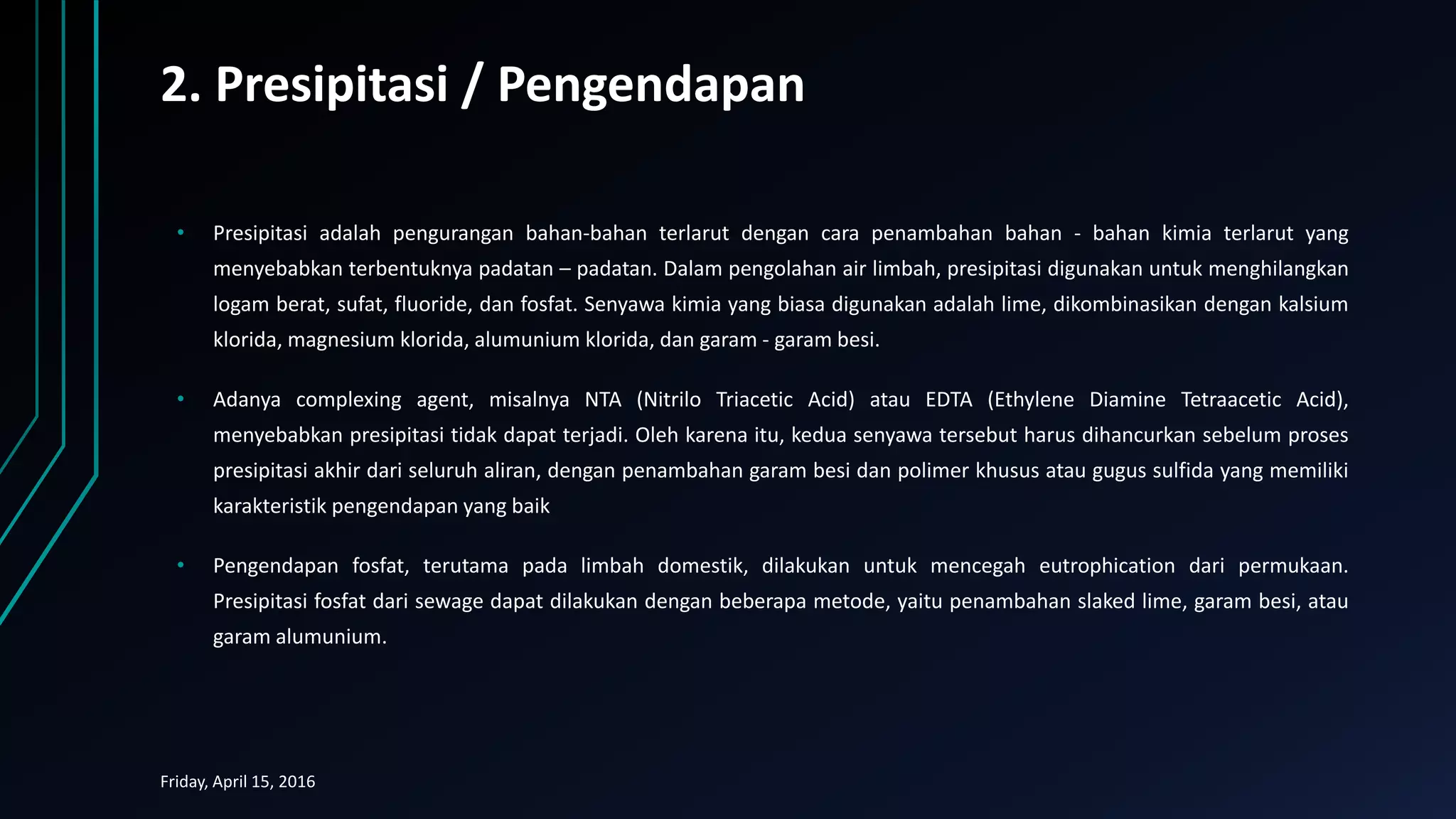 proses pengelolaan air limbah secara kimia | PPTX