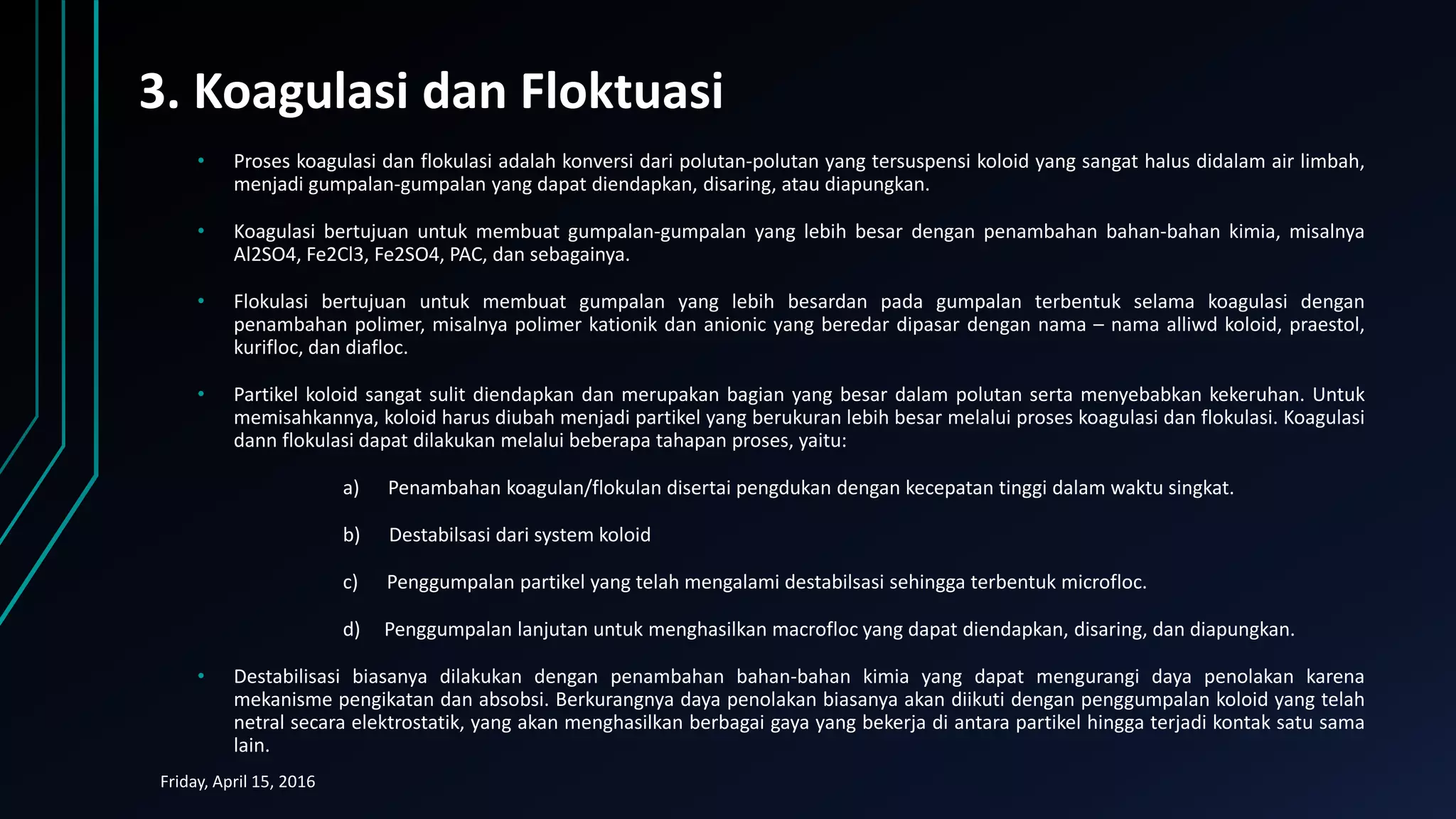 proses pengelolaan air limbah secara kimia | PPTX