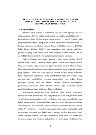 KEMAMPUAN MAHASISWA DALAM MEMVALIDASI BUKTI PADA ALJABAR ABSTRAK MELALUI PEMBELAJARAN ...