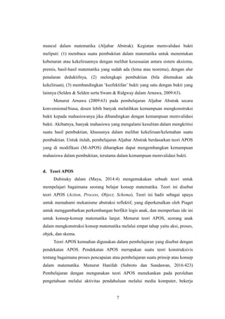 KEMAMPUAN MAHASISWA DALAM MEMVALIDASI BUKTI PADA ALJABAR ABSTRAK MELALUI PEMBELAJARAN ...