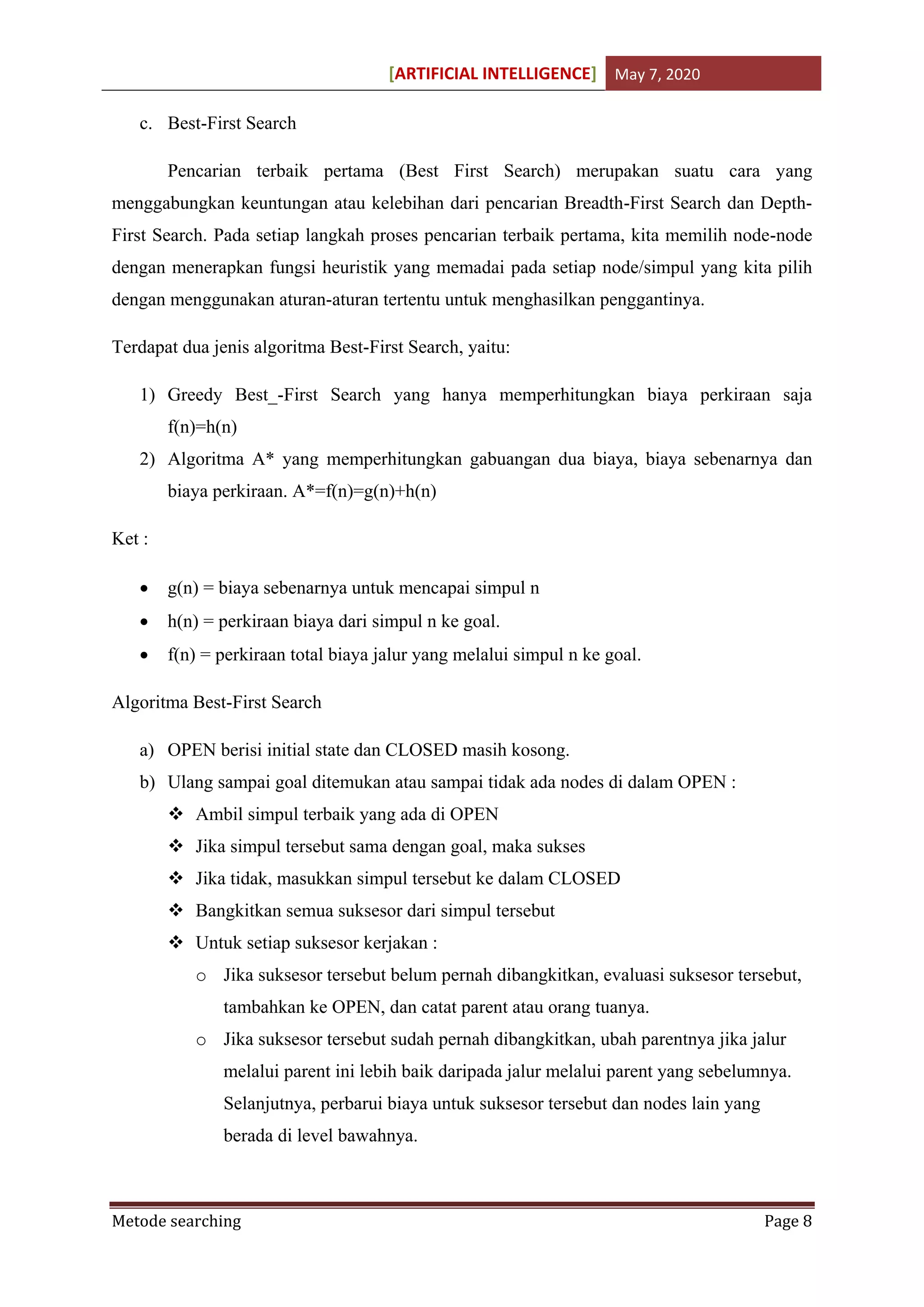 Tugas2 -metode searching ai | PDF
