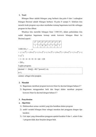 program konversi biner ke desimal dengan bahasa c | PDF