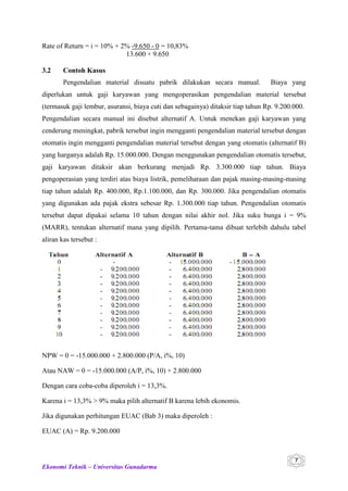 Tugas 2 analisis rate of return ekonomi teknik irwan zulkifli_teknik ...