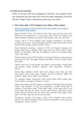 CONTOH PENGUNGKAPAN KASUS CYBERCRIME DAN ANALISA BARANG BUKTI | PDF