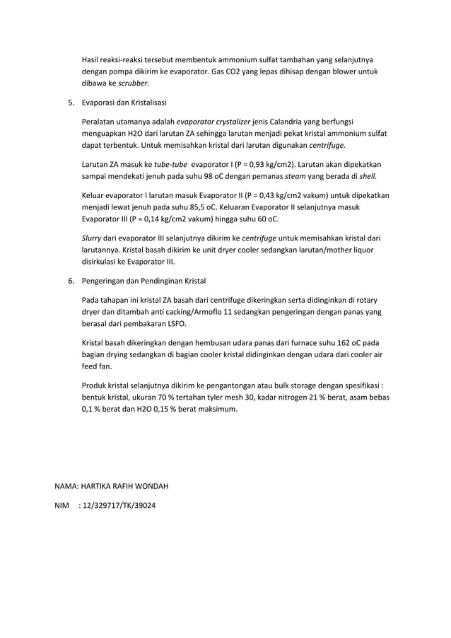 Tugas 2 pik1_(nh4)2_so4 petrokimia gresik | PDF