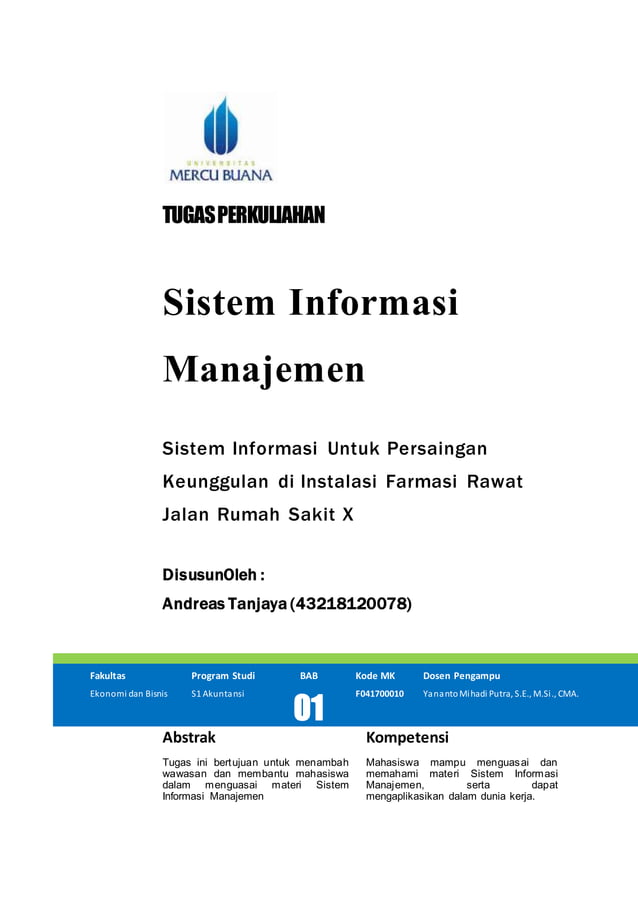 Tugas Sistem Informasi Manajemen: Sistem Informasi Untuk Persaingan Keunggulan di Instalasi ...
