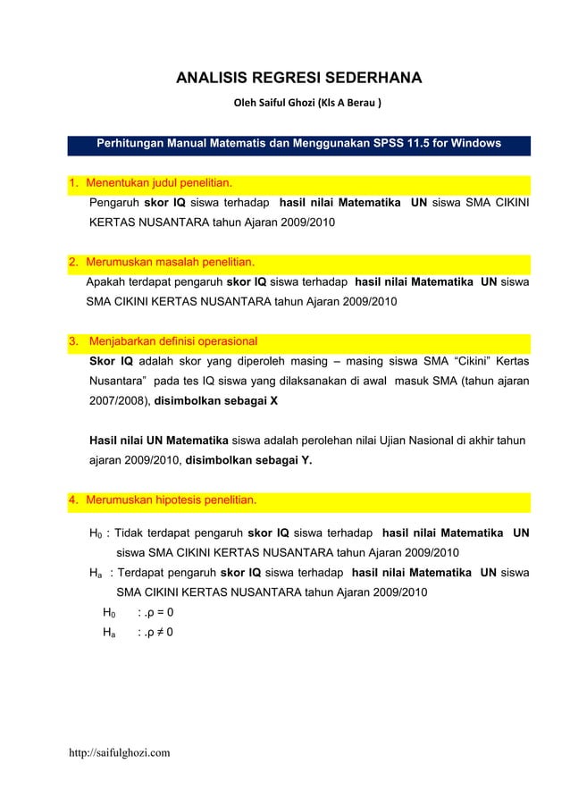 Analisis Regresi Sederhana | PDF