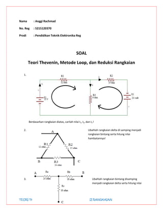 Tugas 3 Teori Thevenin, Metode Loop, dan Reduksi Rangkaian | DOCX