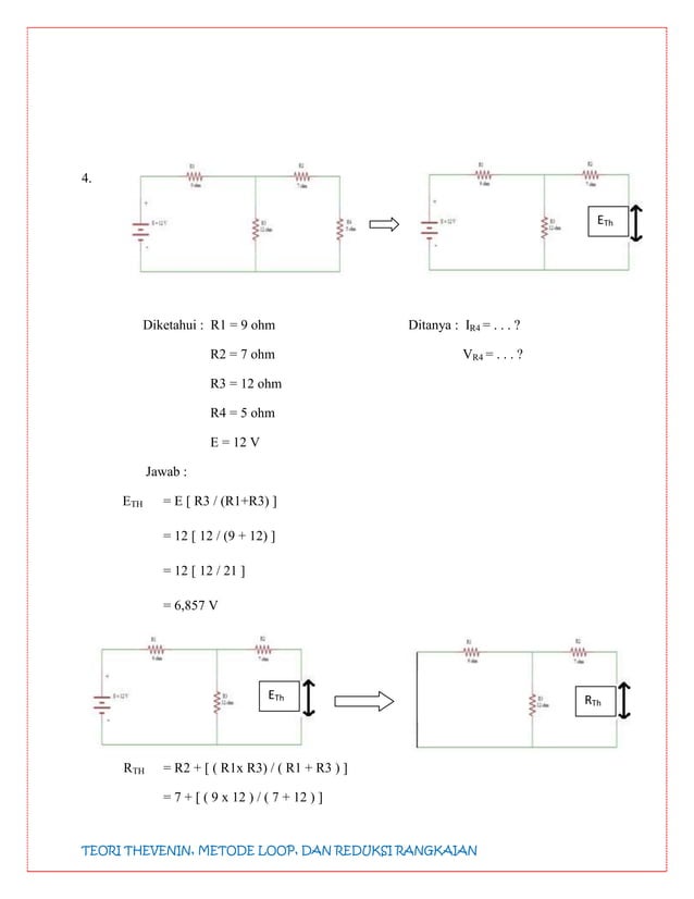 Tugas 3 Teori Thevenin, Metode Loop, dan Reduksi Rangkaian | DOCX