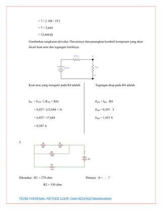 Tugas 3 Teori Thevenin, Metode Loop, dan Reduksi Rangkaian | DOCX