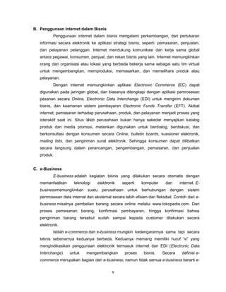 PENGGUNAAN TEKNOLOGI INFORMASI PADA E-BUSINESS | PDF