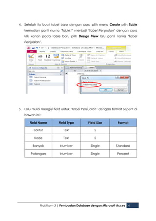 Membuat Database dengan Microsoft Acces | PDF