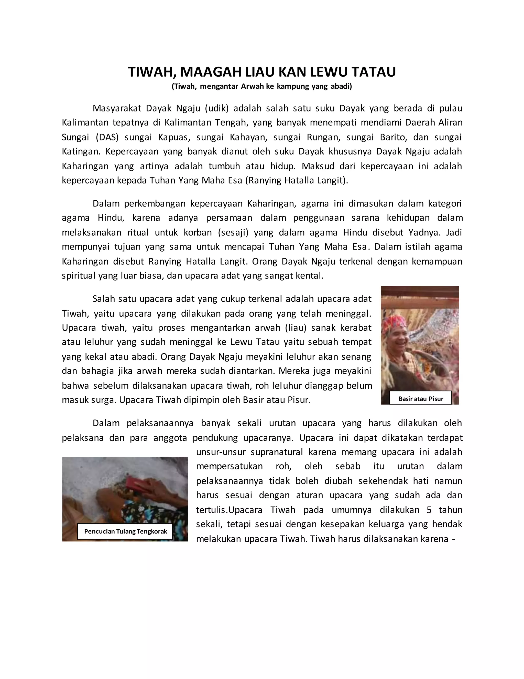 Tiwah, Upacara Adat Suku Dayak (Kaharingan) | DOCX