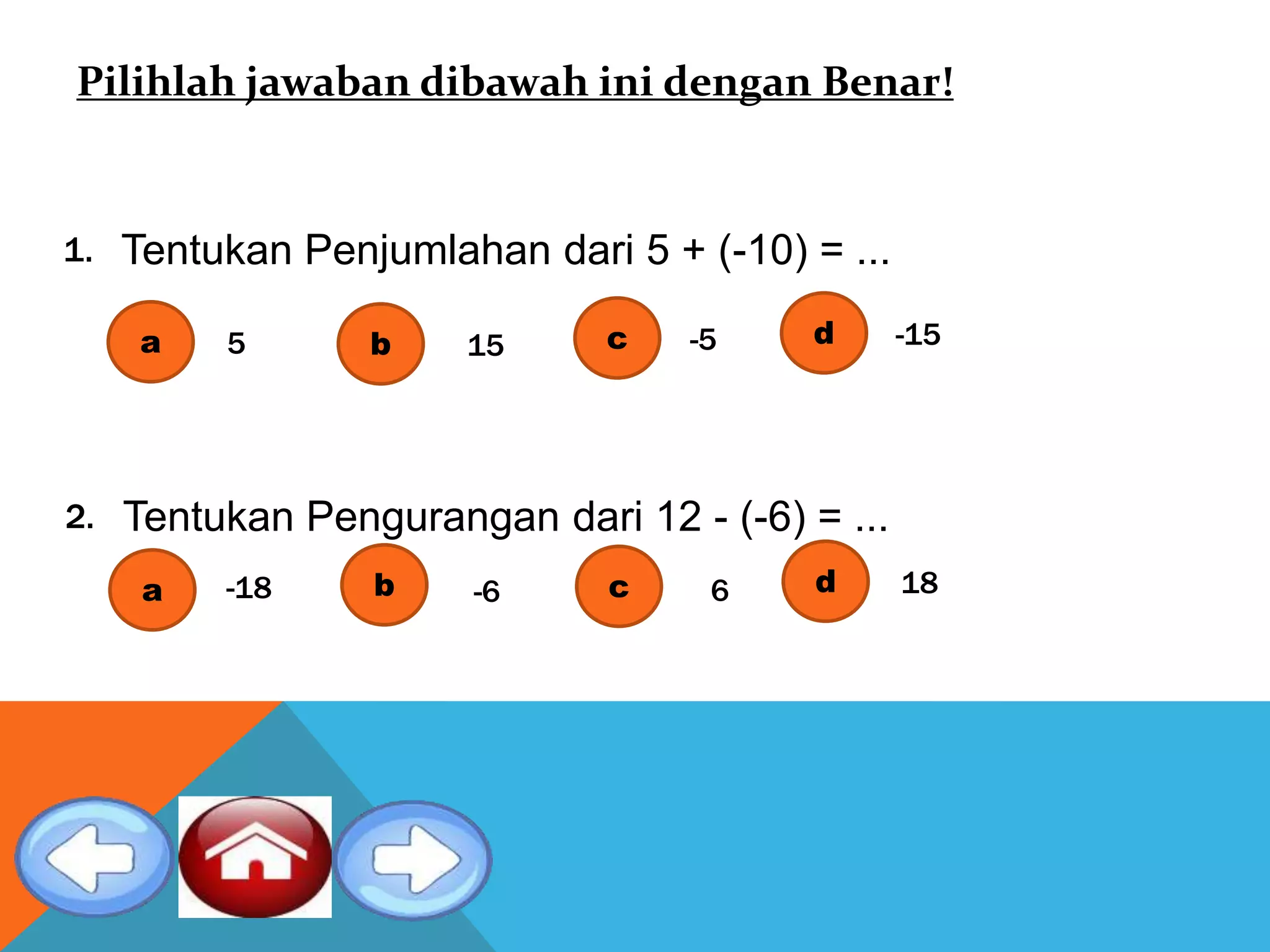 Penjumlahan dan Pengurangan Bilangan Bulat | PPT