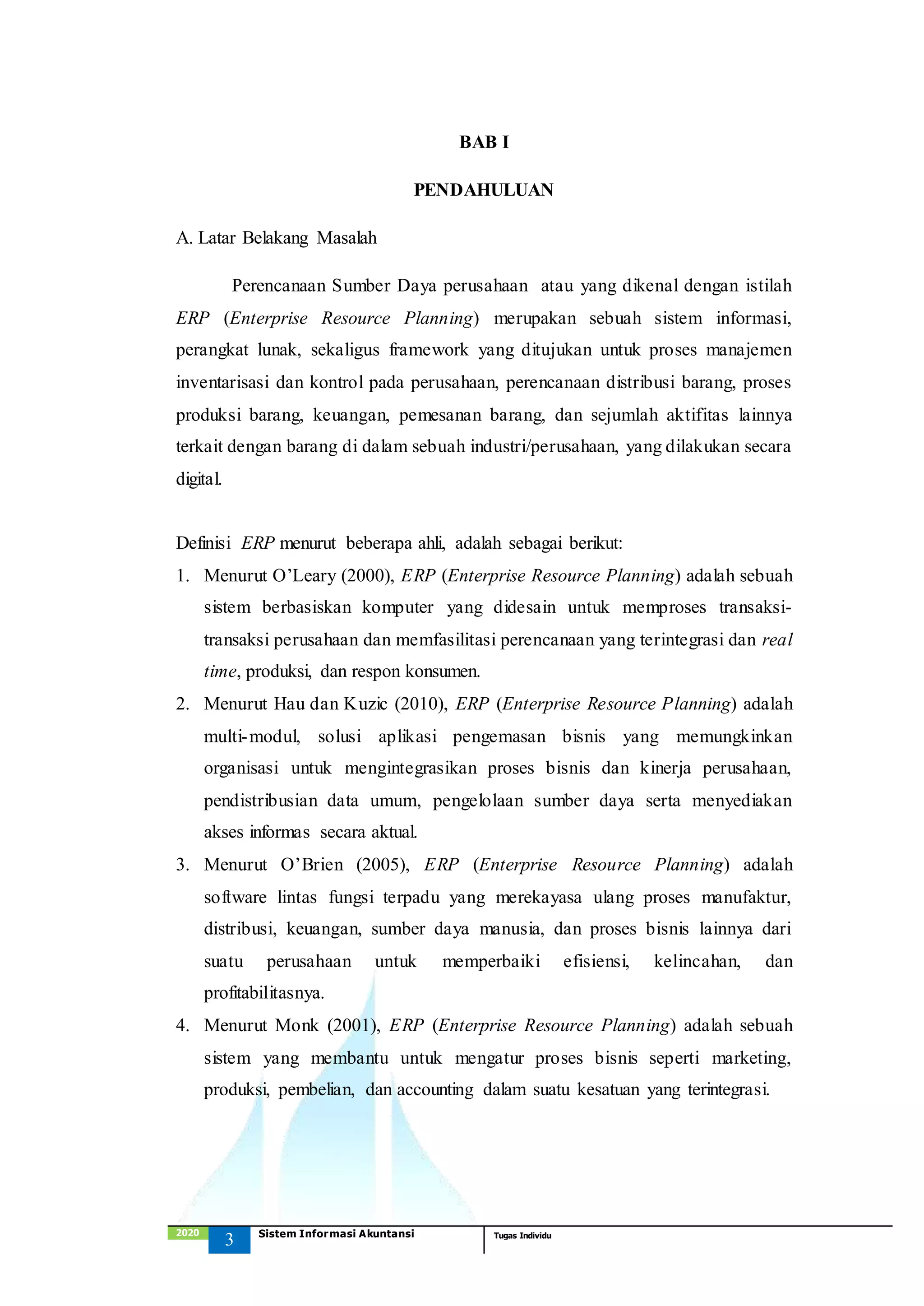 Perencanaan Sumber Daya Perusahaan (Enteprise Resource Planning) pada Siloam Hospitals Kebon ...